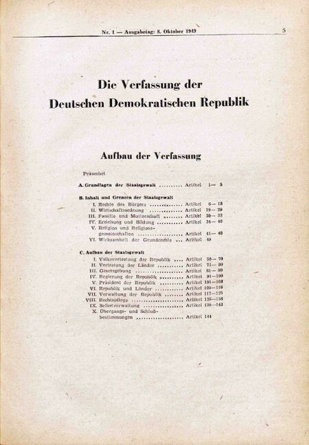 Die Verfassung der Deutschen Demokratischen Republik – 1000 Schlüsseldokumente